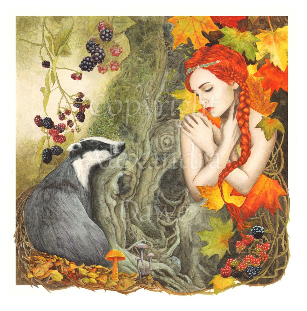Avnova's Protection - Badger and Goddess (Celtic Goddess Abnoba) Card ...